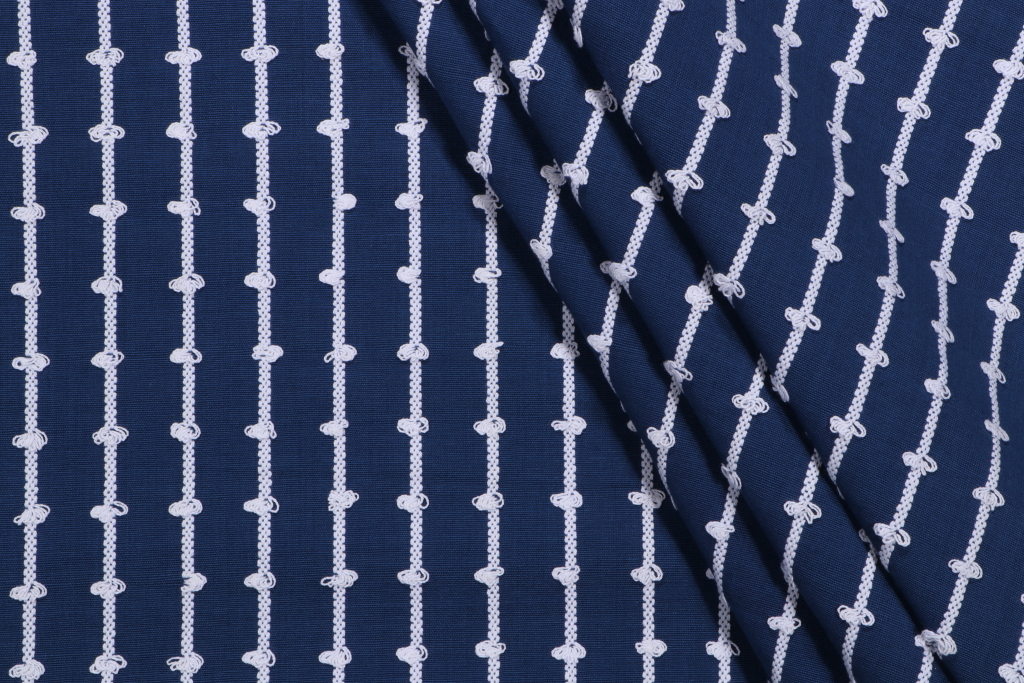 PK Lifestyles Loops Embroidered Drapery Fabric in Marine