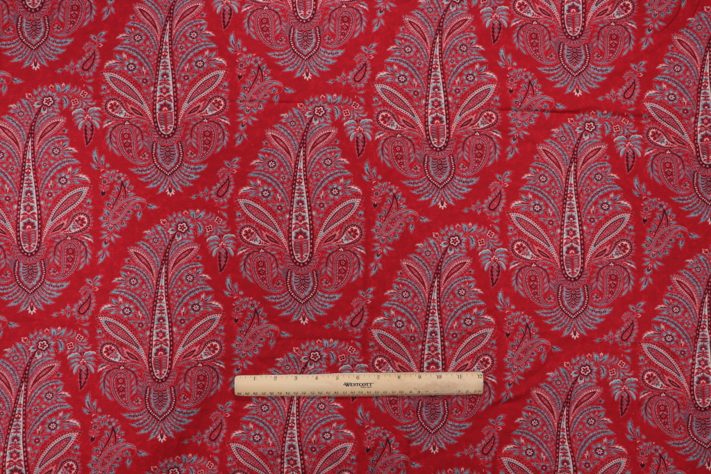 2.38 Yards Scalamandre Wynyard Printed Linen Blend Drapery Fabric in Red
