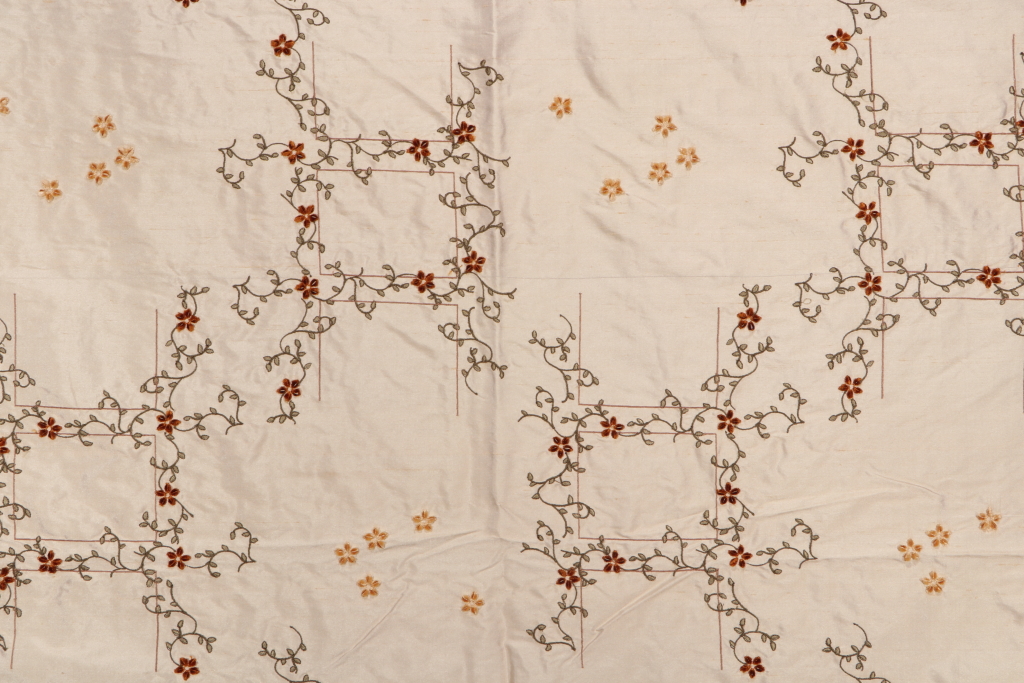 2.5 Yards Fonthill Amaresh Embroidered Silk Drapery Fabric in Caramel