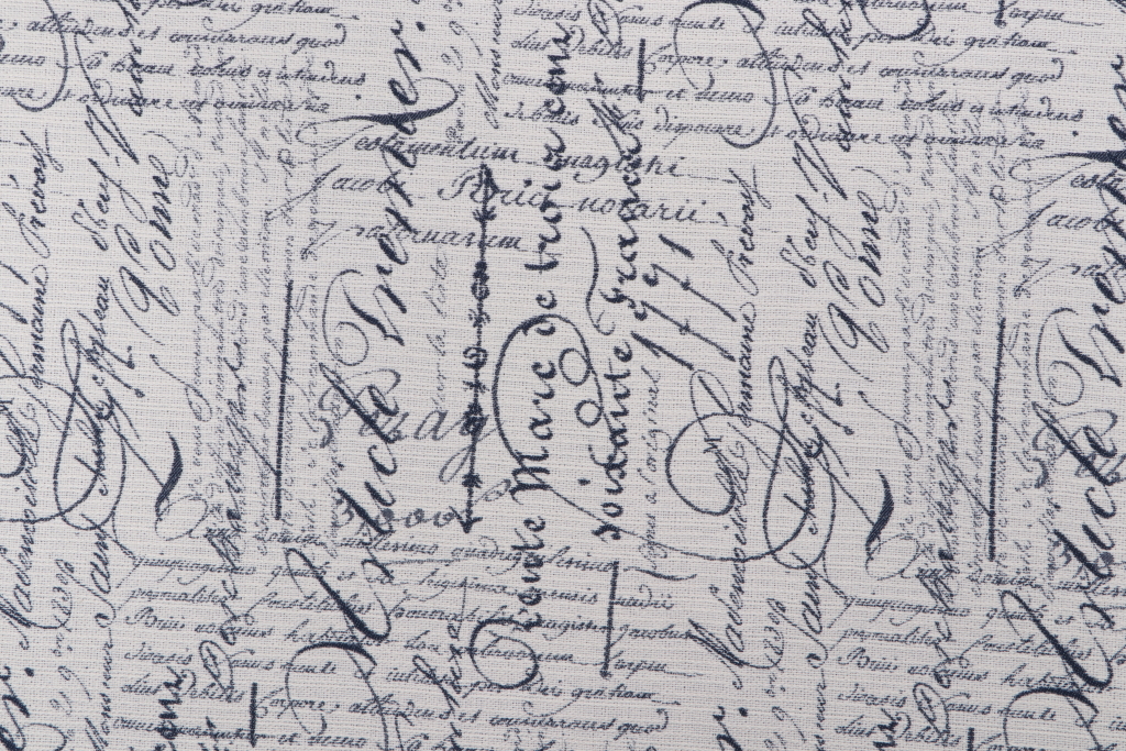 2.88 Yards Script Woven Upholstery Fabric in Denim