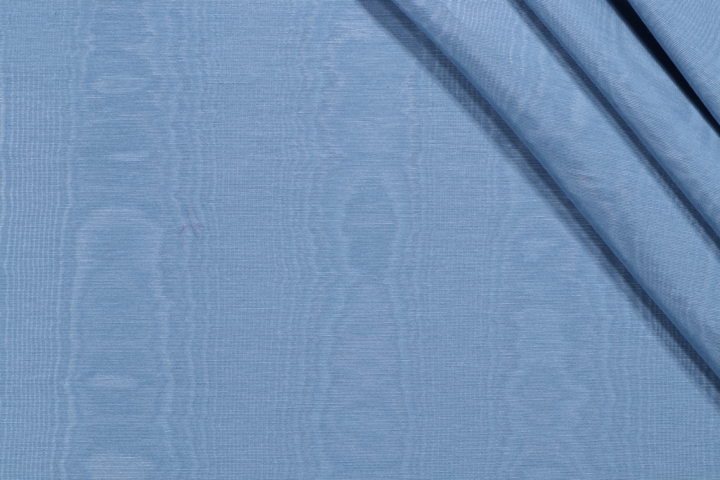 Solid Moire Drapery Fabric in Sky Blue