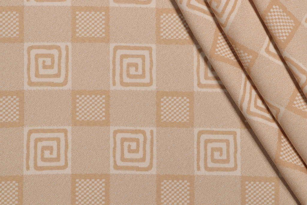 2.25 Yards Robert Allen Box Grid Woven Drapery Fabric in Camel