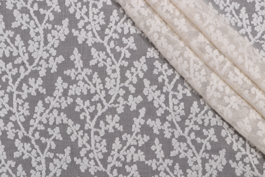 3.75 Yards Scalamandre Sea Coral Sheer Lace Drapery Fabric in Ecru