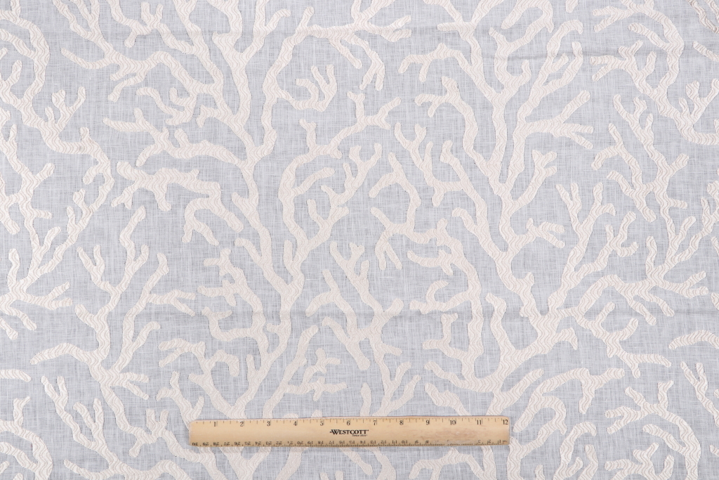 .75 Yards Helena Embroidered Semi-Sheer Drapery Fabric in Tan