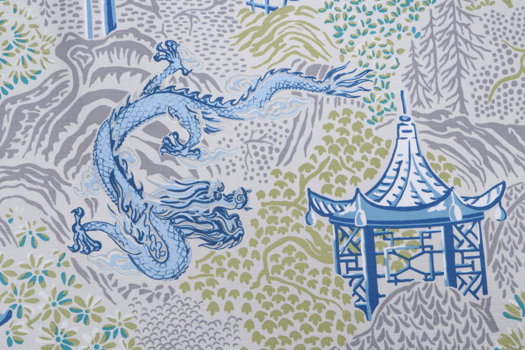 Vern Yip Oxnard Printed Drapery Fabric in Cobalt for Fabricut