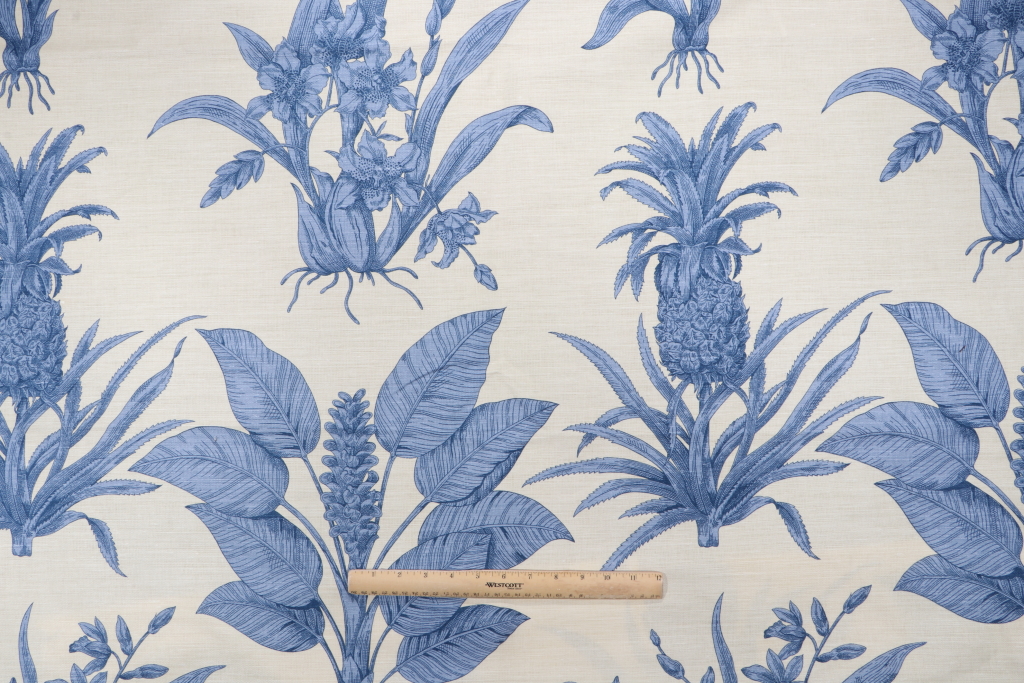 2 Yards Thibaut Tropical Toile F99799 Printed Drapery Fabric in Blue on ...