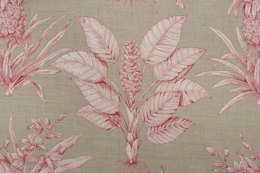 8 Yards Thibaut Tropical Toile F99801 Printed Drapery Fabric in Burgundy