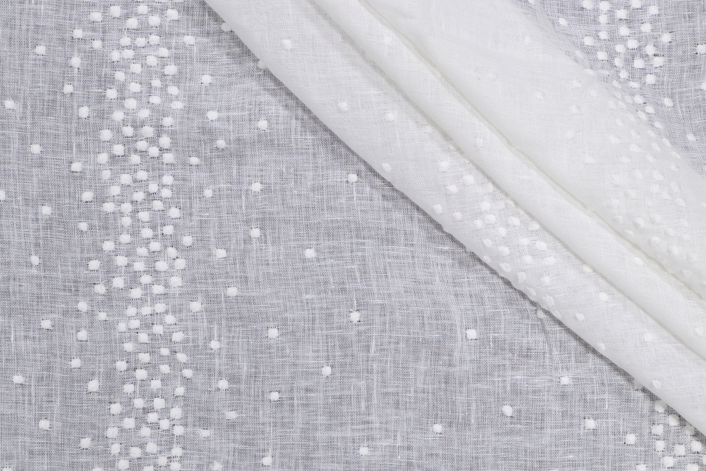 Sample of Bubbles Sheer Embroidered Drapery Fabric in Snow