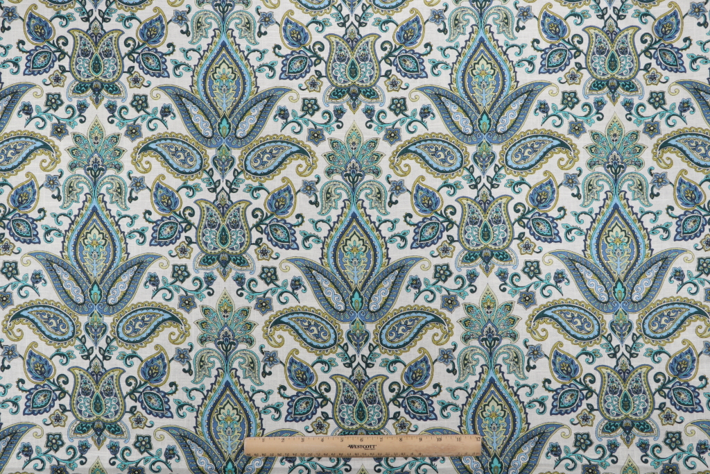 Belle Maison Sullivan Printed Linen Blend Drapery Fabric in Jewel