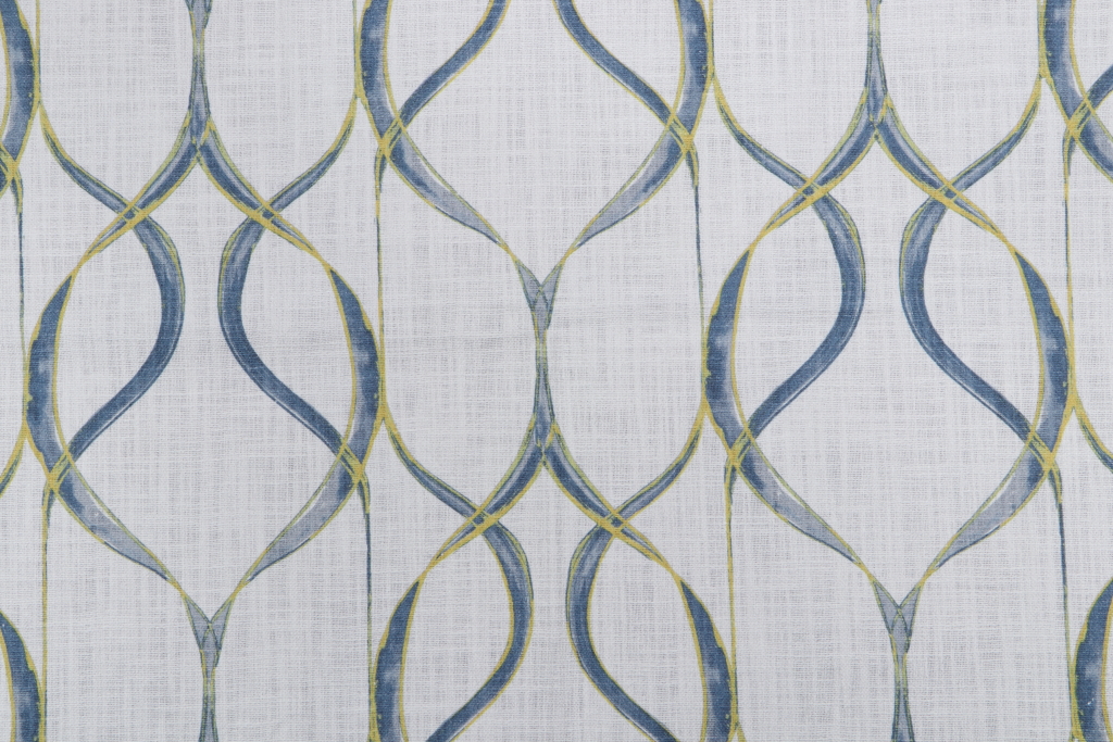 Sample of Hamilton Bowman Printed Cotton Drapery Fabric in Harbor