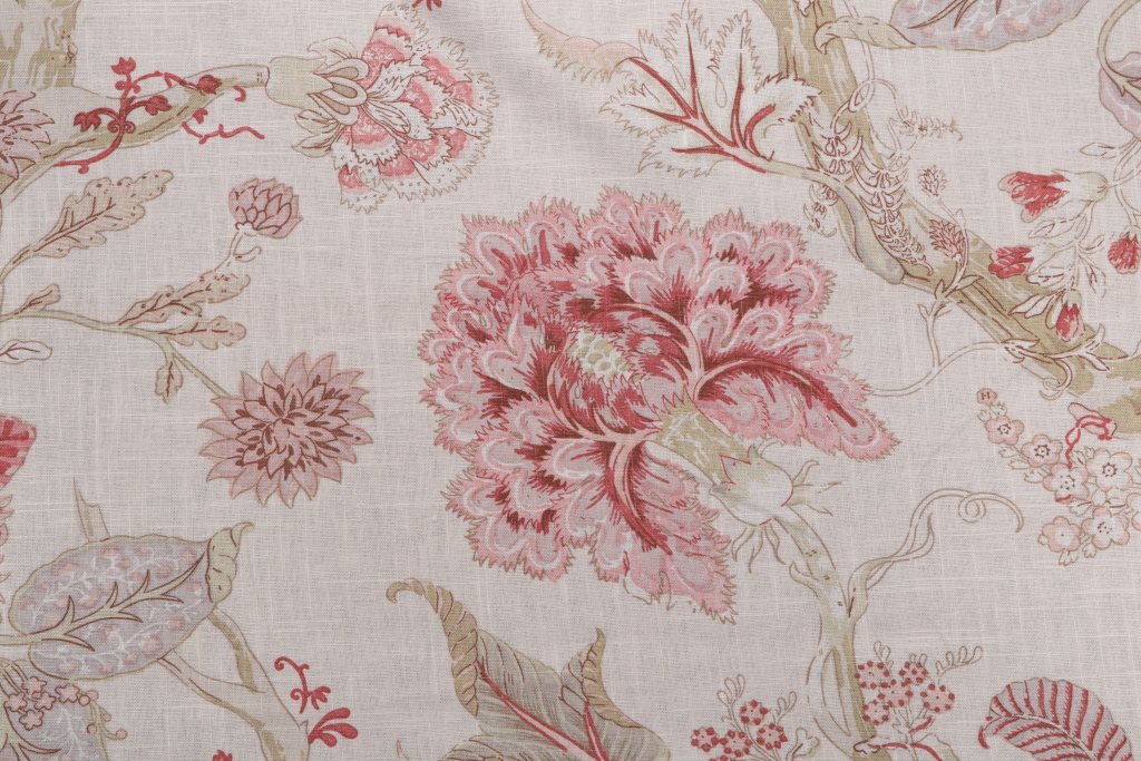 Kaufmann Floribunda Printed Linen Blend Drapery Fabric in Oatmeal