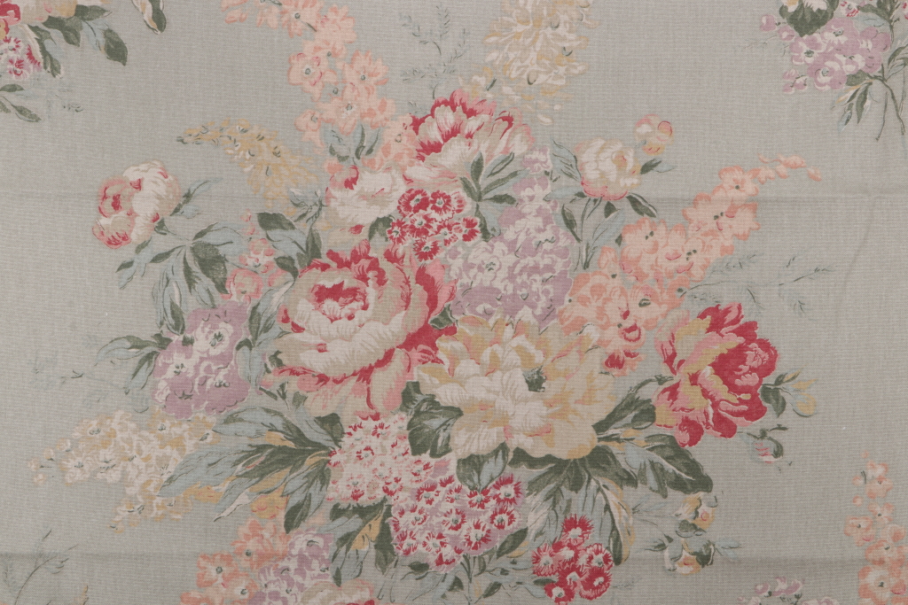 2 Yards Ralph Lauren Angela Floral Printed Linen Drapery Fabric in Sage