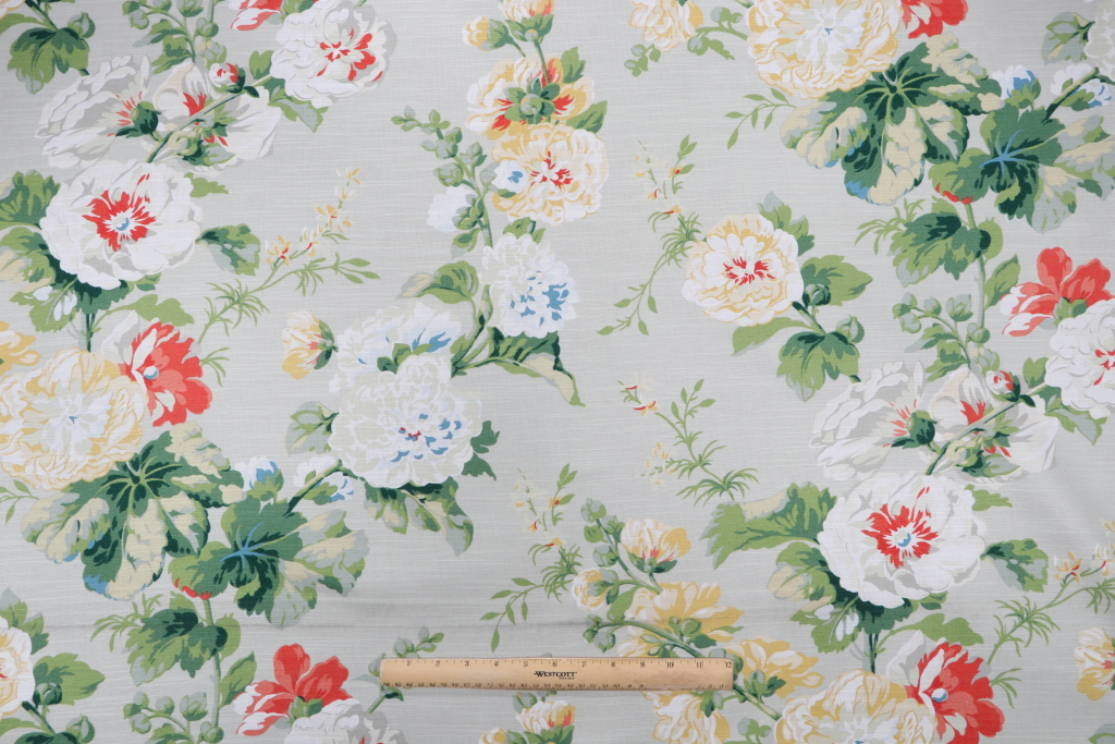 Waverly Alcea Printed Cotton Drapery Fabric in Poppy