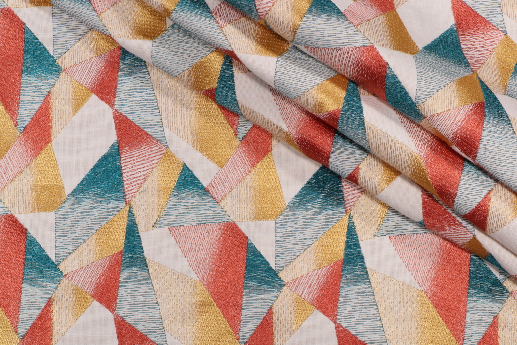 PK Lifestyles Prism Embroidered Drapery Fabric in Gem