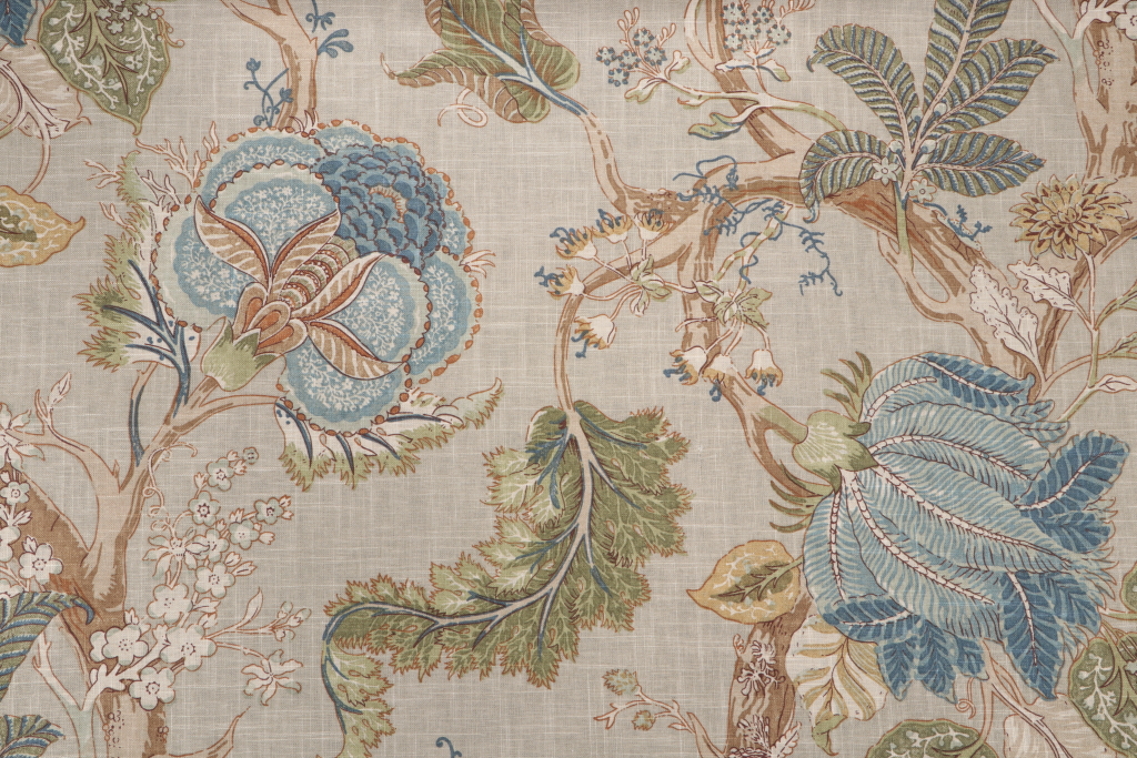4.5 Yards Kaufmann Floribunda Printed Linen Blend Drapery Fabric in ...