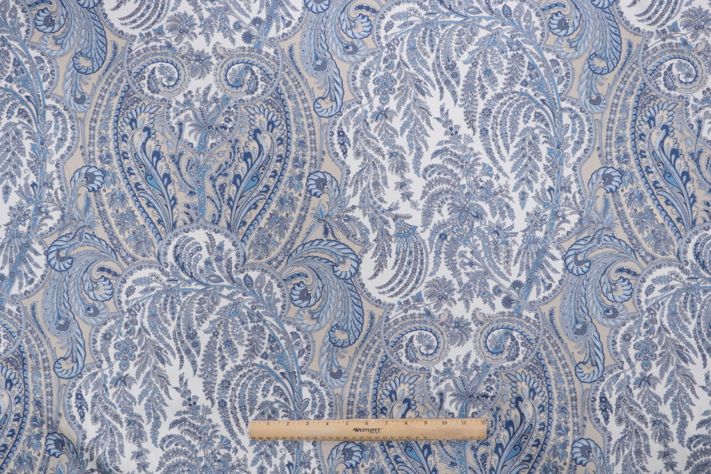 1.88 Yards Vernazza Printed Cotton Drapery Fabric in Blue