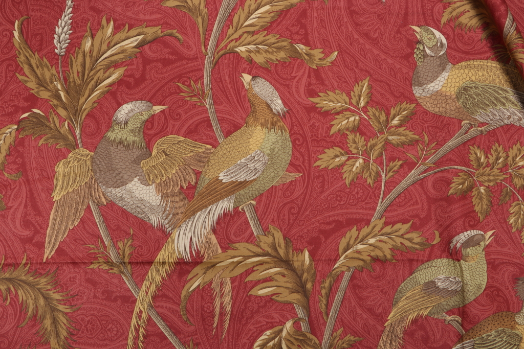 2.25 Yards Kaufmann Pheasant Hunt Printed Cotton Twill Drapery Fabric ...