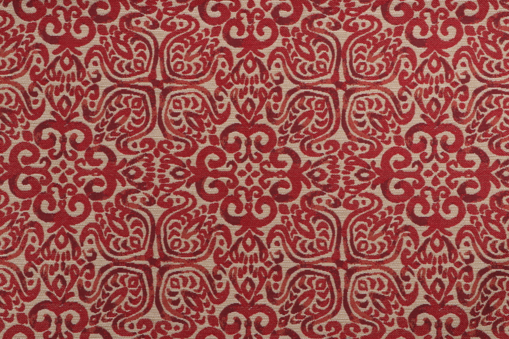 2 Yards Moku Manu Woven Upholstery Fabric in Crimson