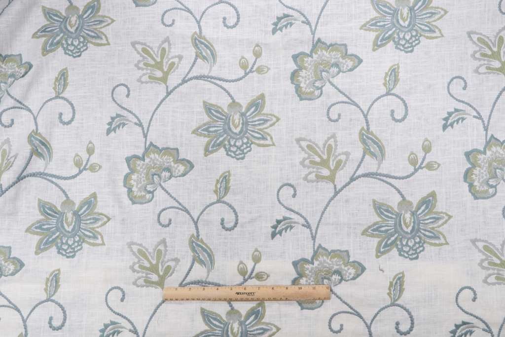 2 Yards Selene Embroidered Drapery Fabric in Mineral
