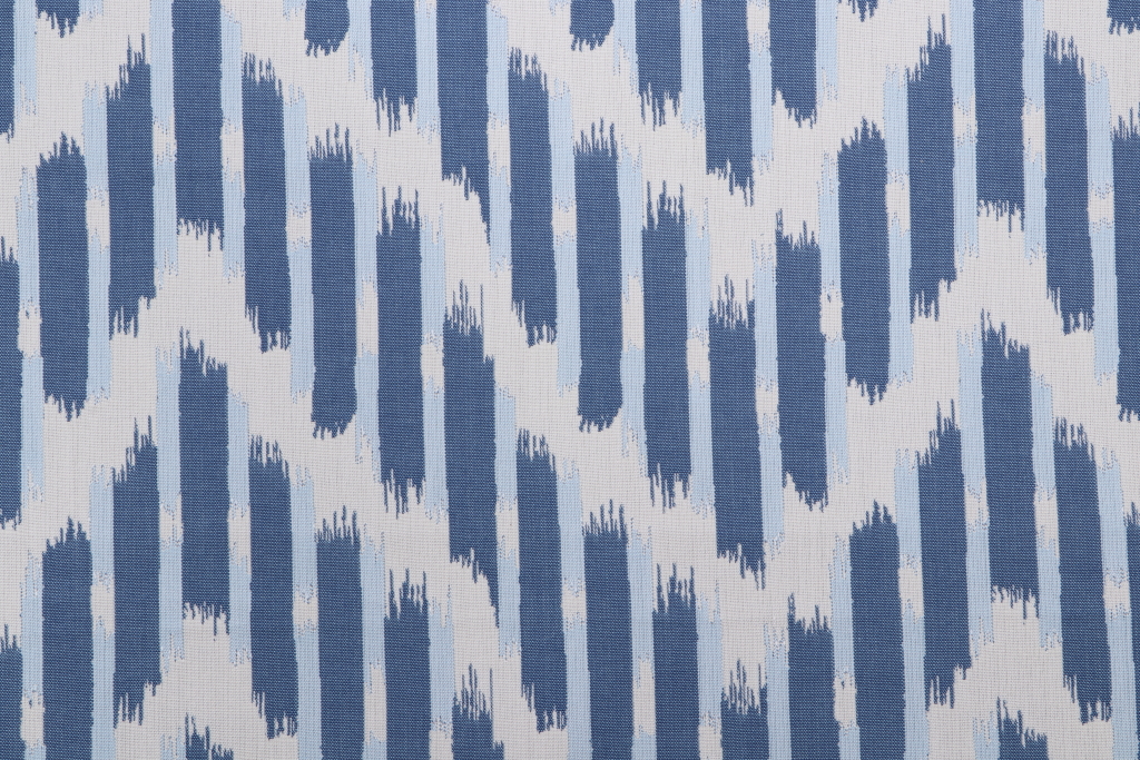 Tempotest Ikat Chevron Woven Solution Dyed Acrylic Outdoor Fabric in Marine