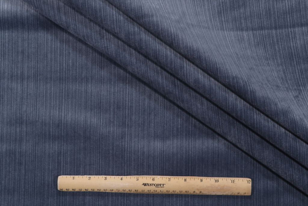 1.38 Yards Striato Velvet Upholstery Fabric in Soldier
