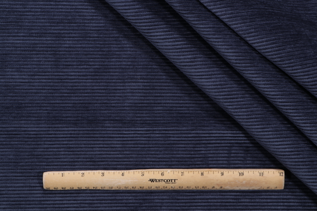 1 Yard Ridges Woven Corduroy Upholstery Fabric in Midnight
