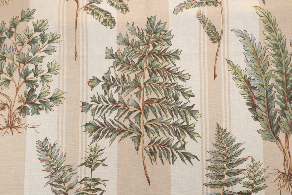 1.75 Yards Thibaut Sylvan F99018 Printed Drapery Fabric in Green and Tan