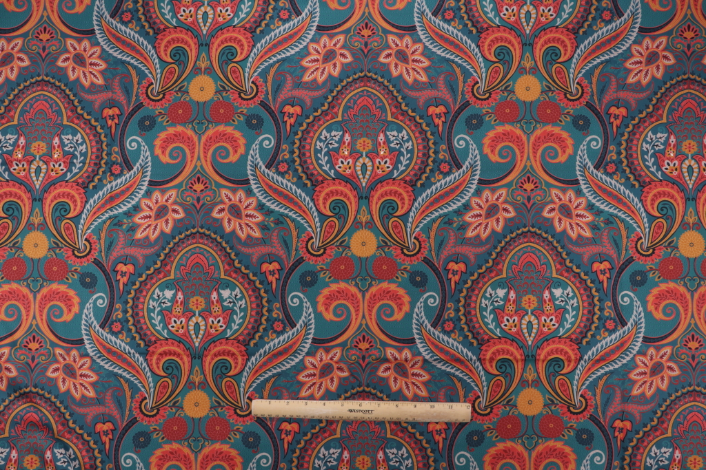 Sample of Stof France Byzance Printed Cotton Drapery Fabric in Multico