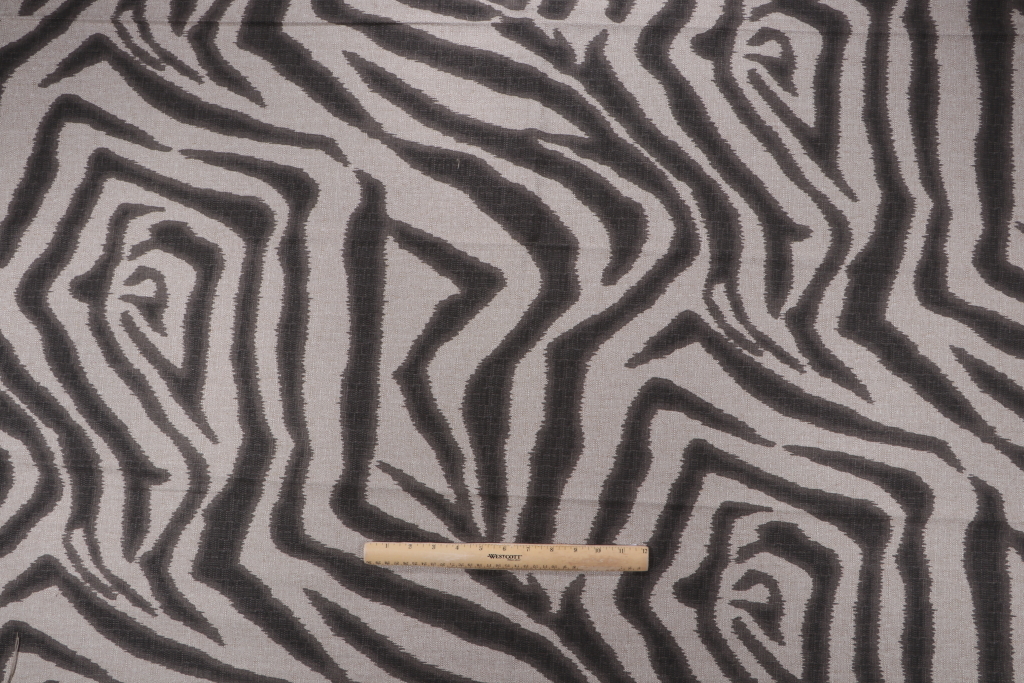 1 Yard Lacefield Zebra Ikat Printed Drapery Fabric in Steel