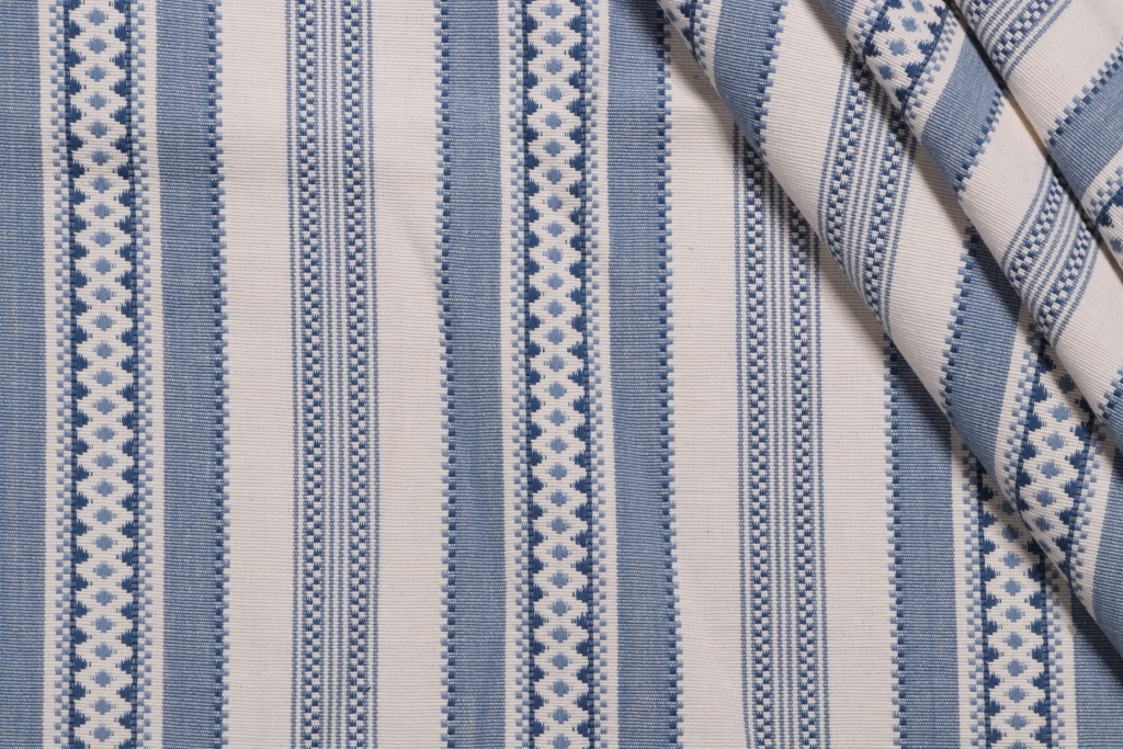 2.88 Yards Alpine Stripe Woven Upholstery Fabric in Blue