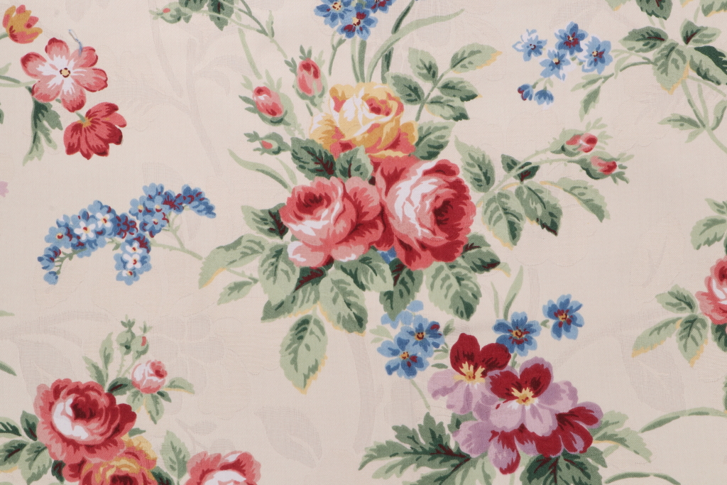 .63 Yards Jay Yang Floral Printed Cotton Jacquard Drapery Fabric in Multi for Spectrum