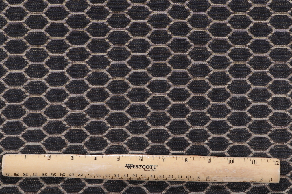 4 Yards Hexagon Woven Upholstery Fabric in Graphite