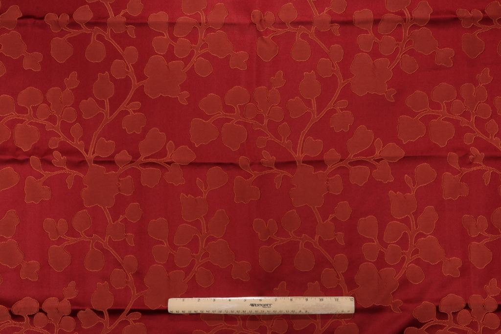 2.13 Yards Floral Damask Decorator Fabric in Fire