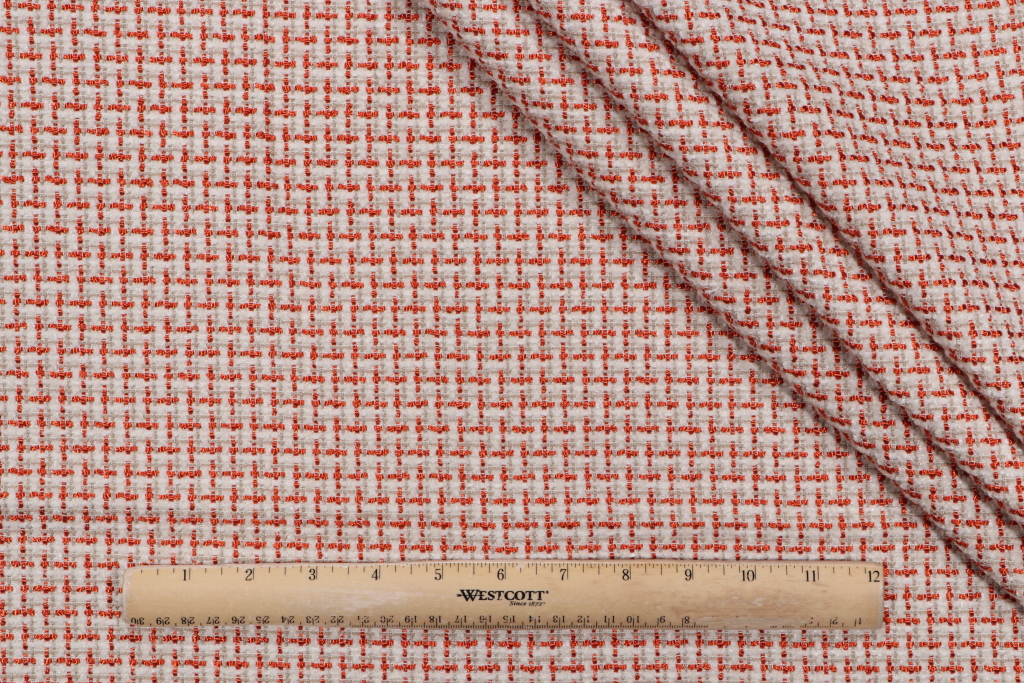 1 Yard Basketweave Woven Upholstery Fabric in Orange