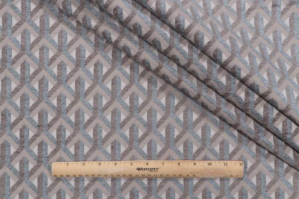 5.25 Yards Puqet Woven Chenille Upholstery Fabric in Aqua