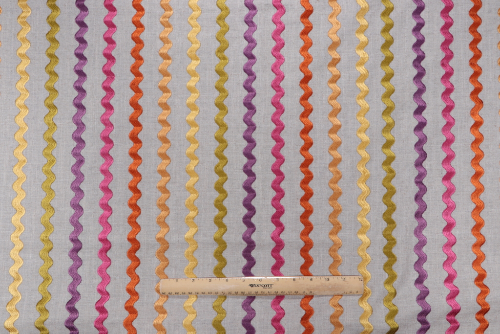 2.25 Yards Samba Embroidered Drapery Fabric in Blossom