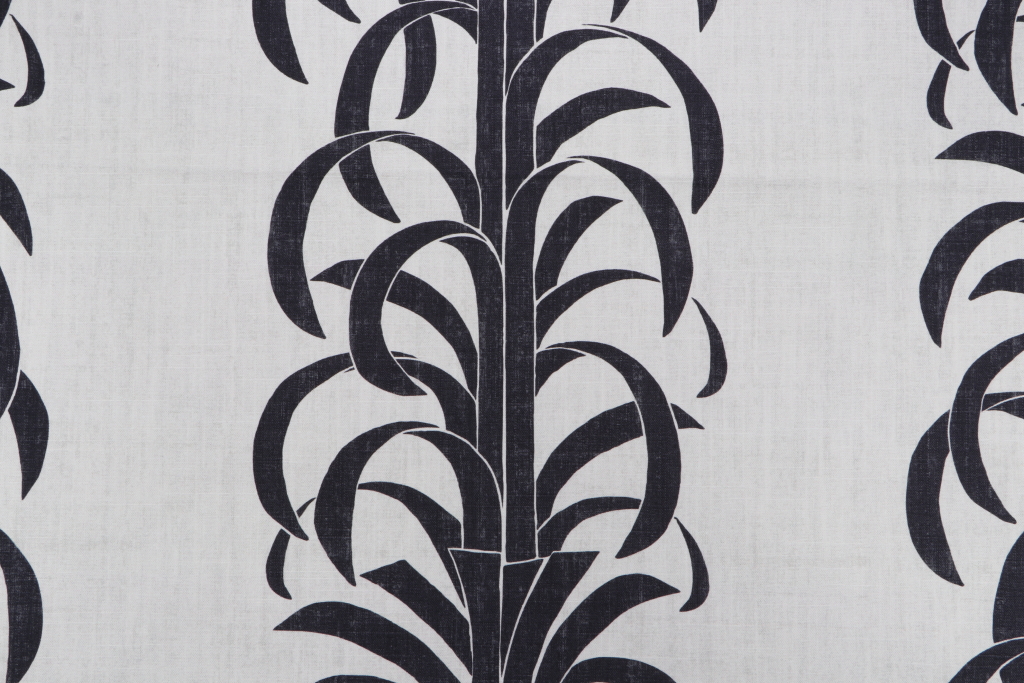 Bamboo Printed Drapery Fabric in Black