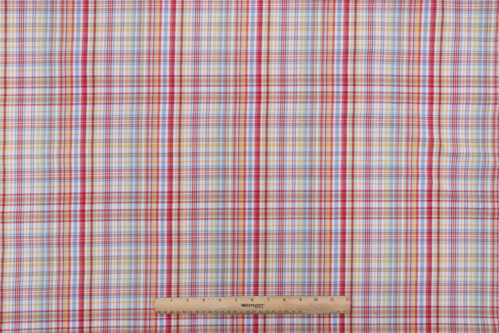 Sample of Plaid Woven Upholstery Fabric in Meadow