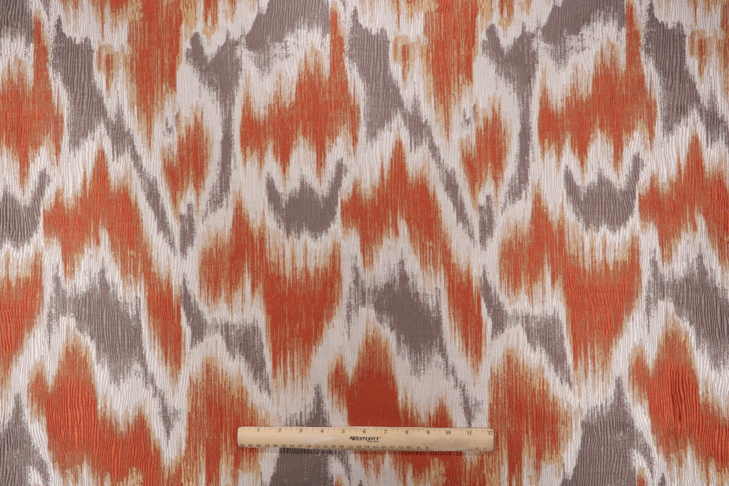 Watermark Woven Upholstery Fabric in Tangerine