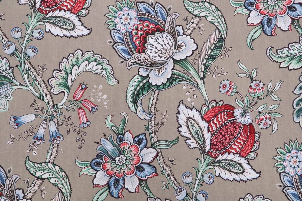 10 Yards Floral Printed Cotton Drapery Fabric in Multi