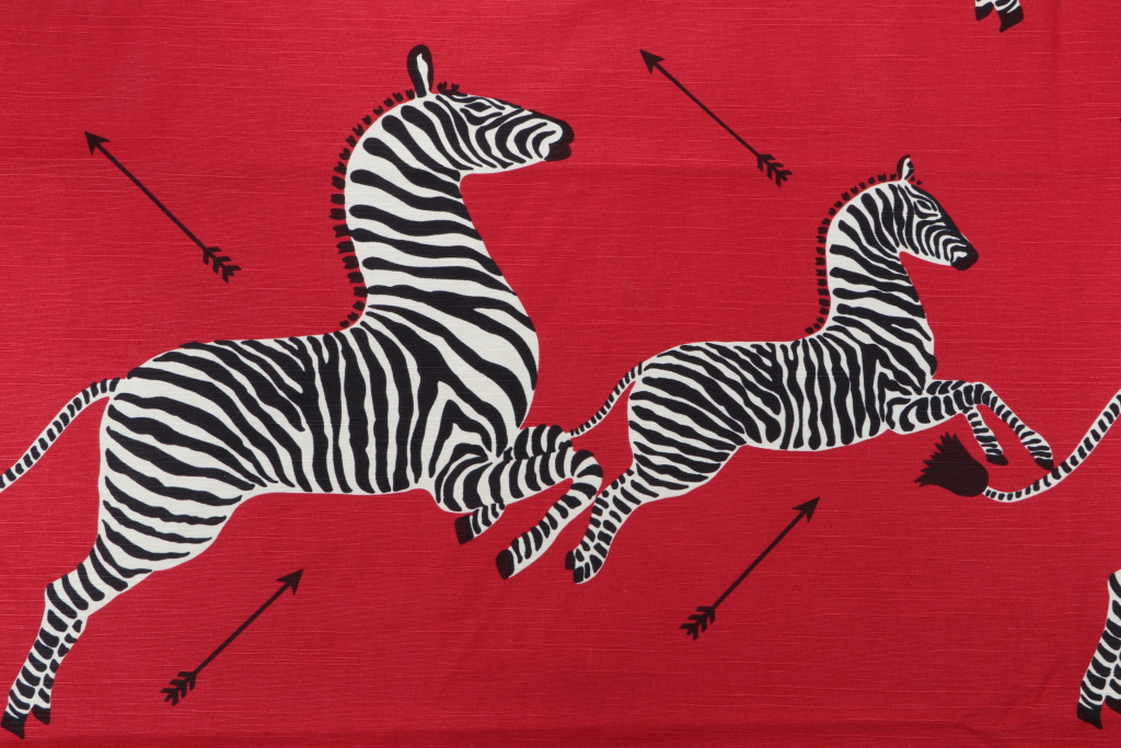 1 Yard Scalamandre Zebras Printed Drapery Fabric in Masai Red