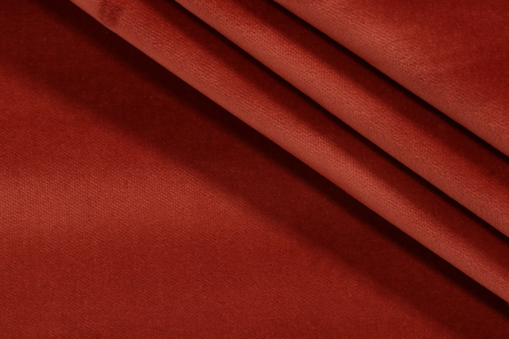 9 Yards Como Velvet Upholstery Fabric in Rust