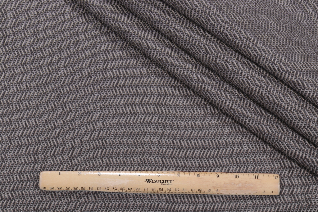 9 Yards Herringbone Woven Upholstery Fabric in Greystone