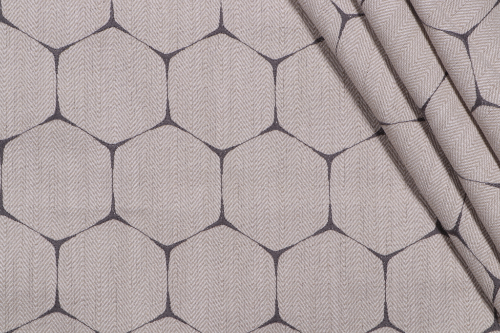 1.25 Yards Richloom Genius Embroidered Drapery Fabric in Graphite