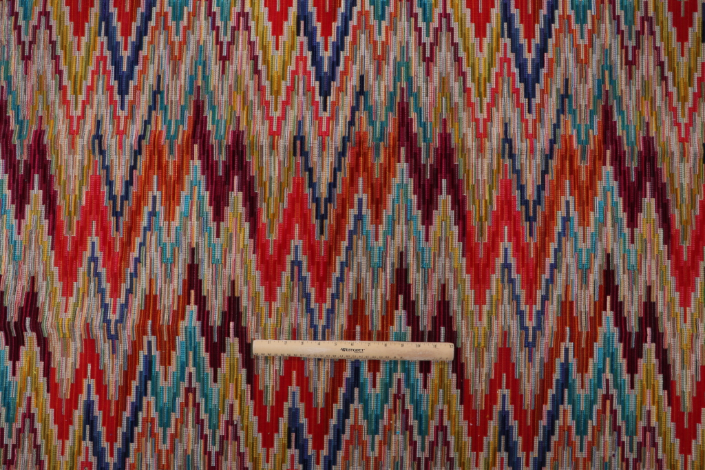 1 Yard Chevron Grois Point Velvet Upholstery Fabric in Fiesta