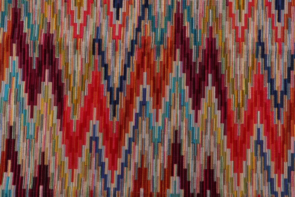 1 Yard Chevron Grois Point Velvet Upholstery Fabric in Fiesta