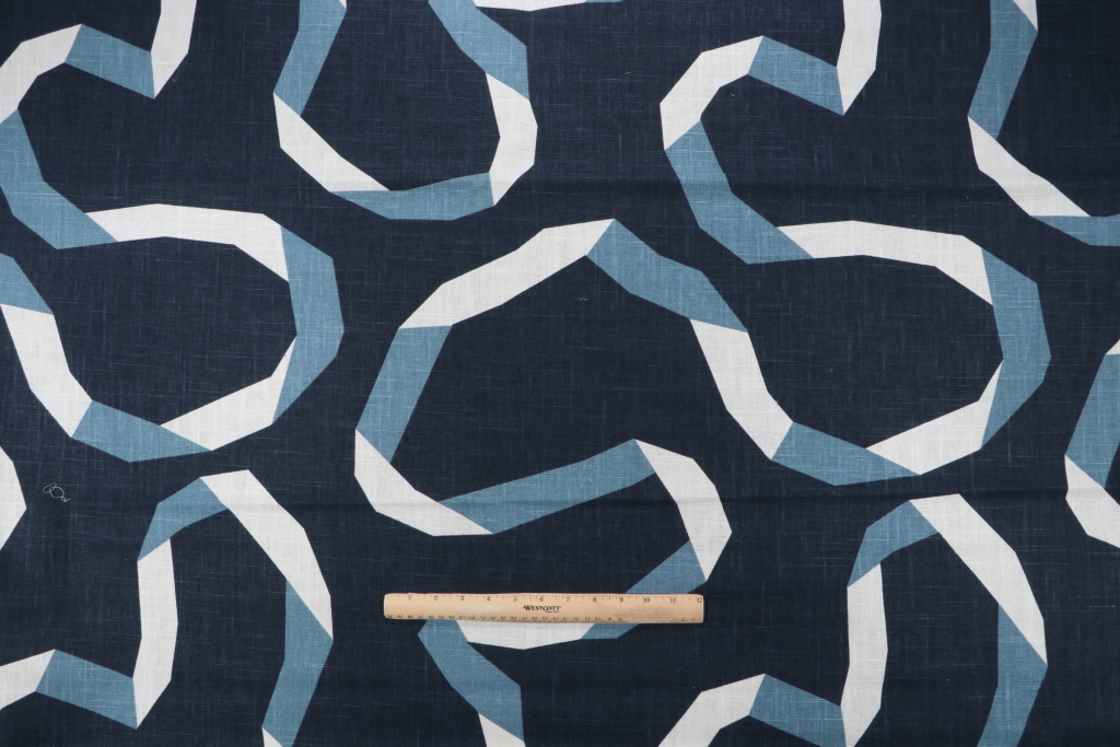 1.5 Yards Robert Allen Vento Ribbon Printed Cotton Drapery Fabric in ...