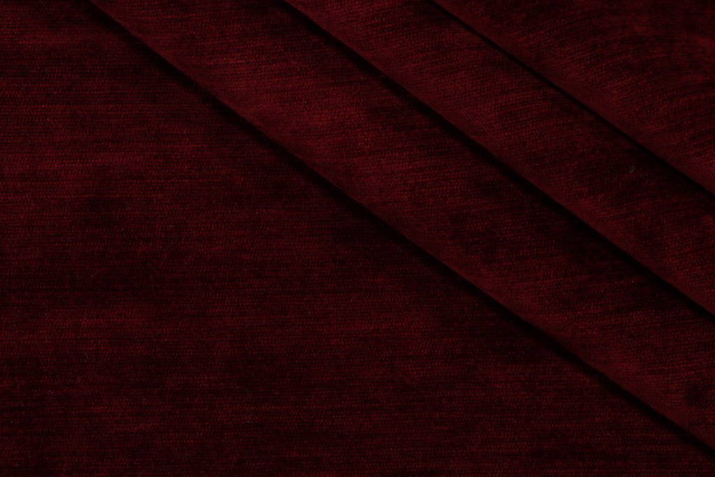 Solid Woven Chenille Upholstery Fabric in Maroon