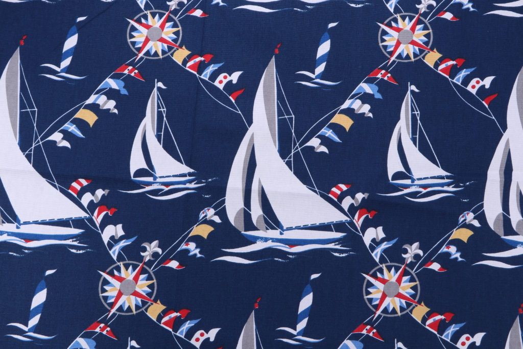 14 Yards Waverly Set Sail Printed Cotton Drapery Fabric in Nautical