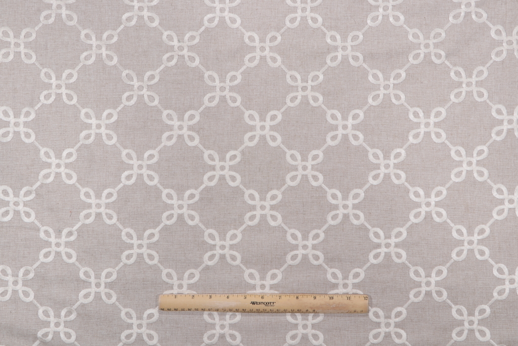 Valiant Fabrics Legacy Embroidered Drapery Fabric in Linen